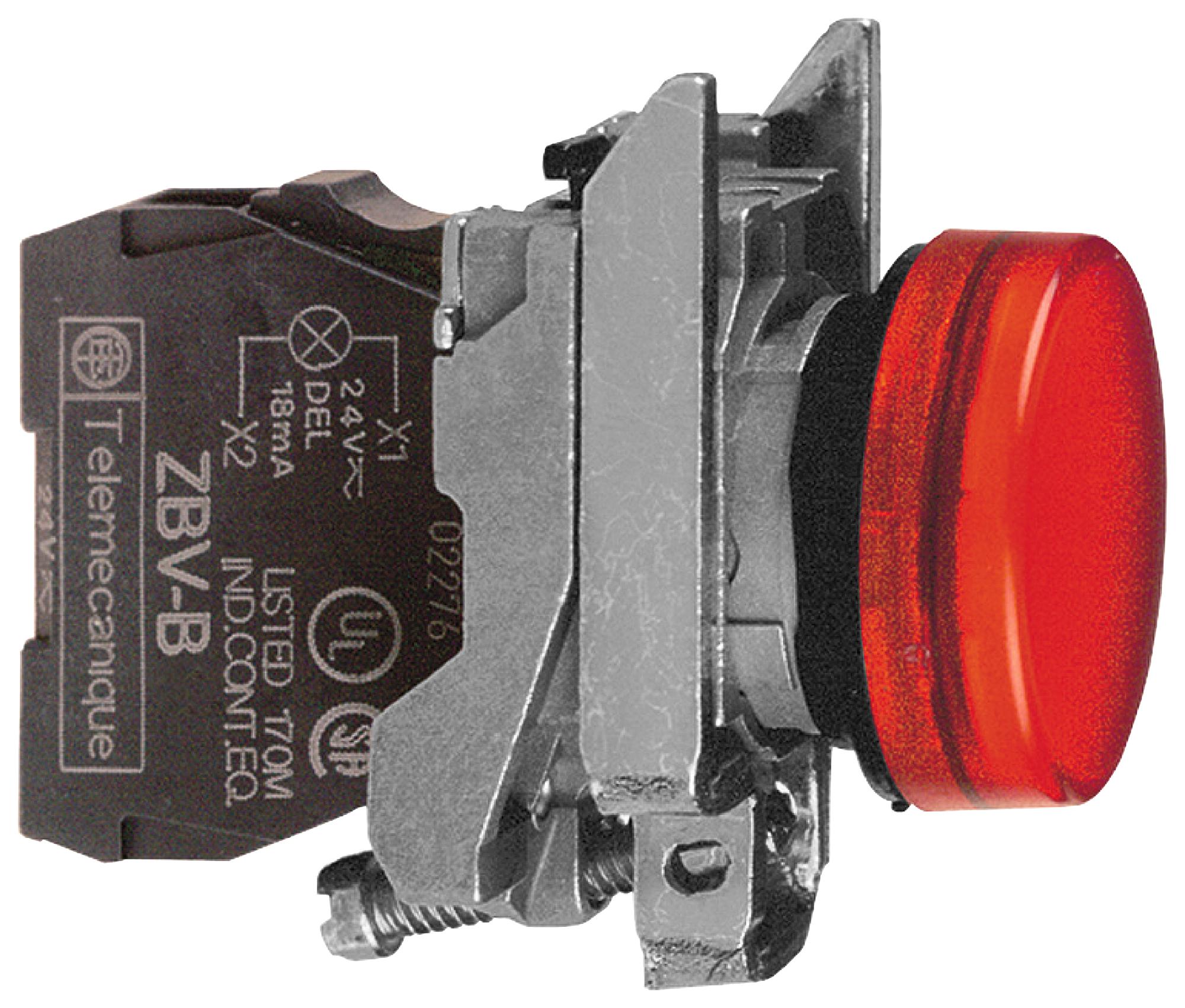 XB4BVB4 - Schneider Electric - LED Panel Mount Indicator, Pilot Light, Red